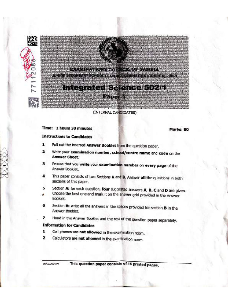 Pdfs - g9G9 Int - Science P1 2021 | PDF