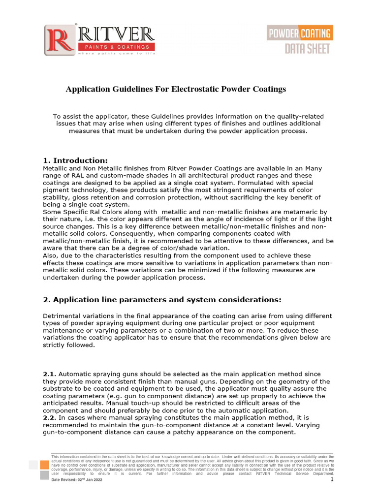 Application Guidelines For Electrostatic Powder Coatings | PDF | Coating | Color