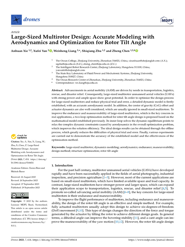 Large-Sized Multirotor Design Accurate Modeling With Aerodynamics and Optimization For Rotor ...