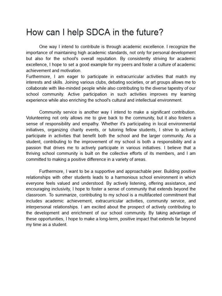 How Can I Help SDCA in The Future | PDF
