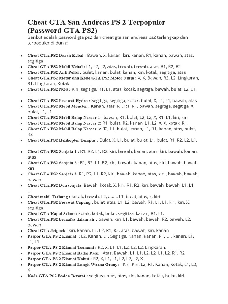 Cheat | PDF | Game & Aktivitas