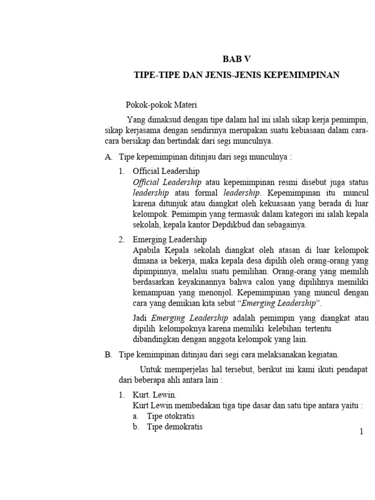 Tipe Kepemimpinan: Demokratis dan Pseudo | PDF | Pengembangan Diri