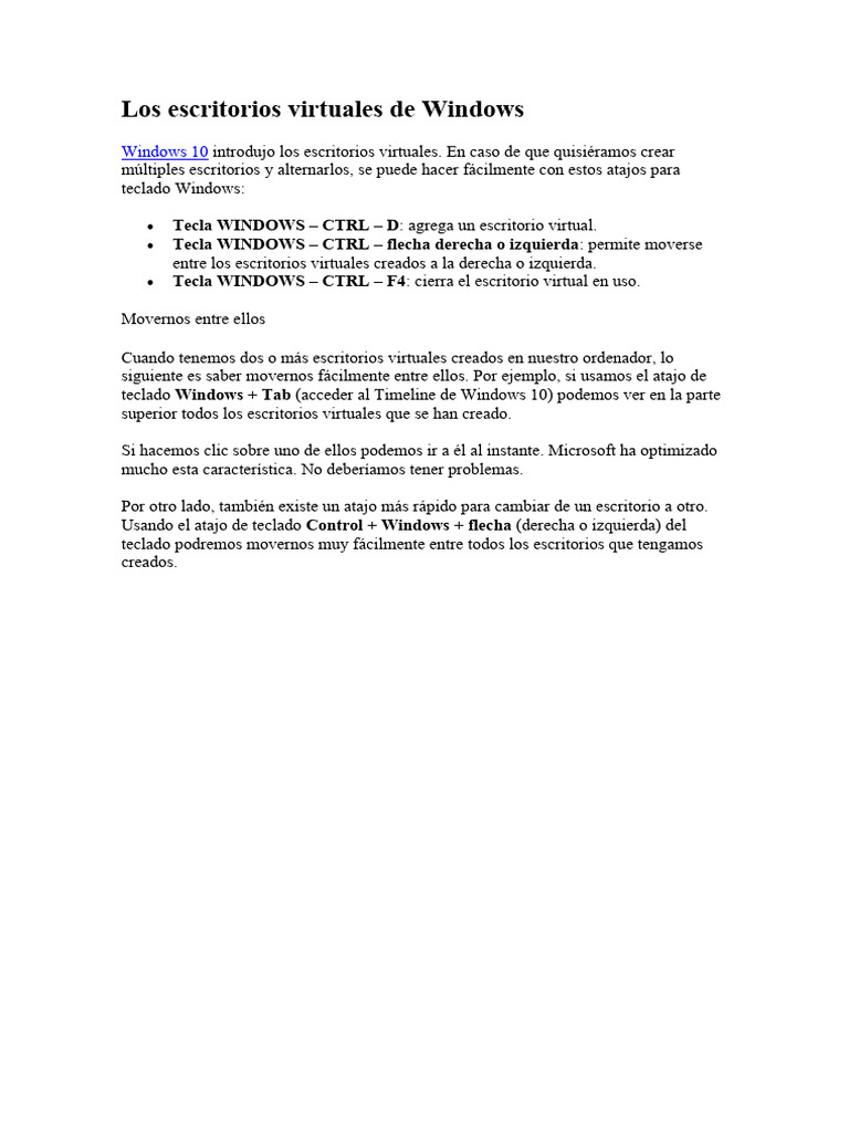 Los Escritorios Virtuales de Windows | PDF | Informática