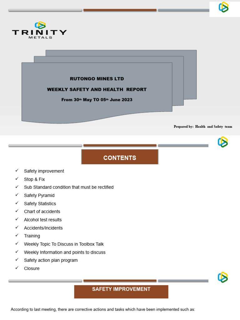 WEEKLY H SAFETY REPORT FROM 30 May TO 05 June 2023 | PDF | Occupational ...