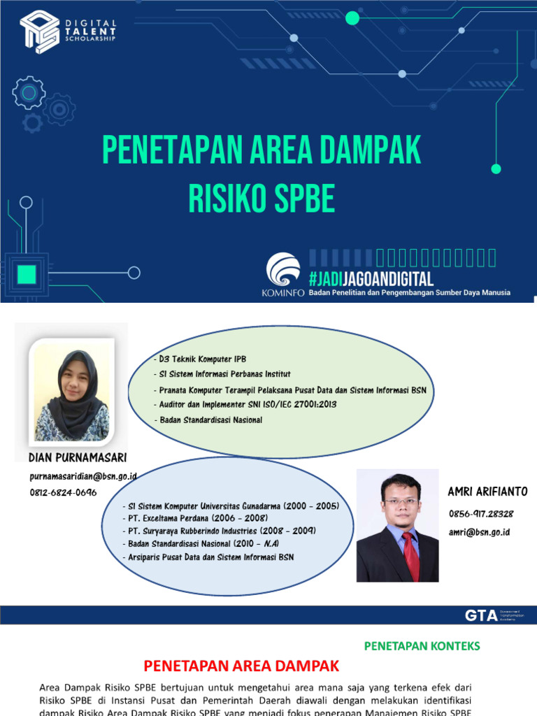 MATERI - Penetapan Area Dampak Risiko SPBE | PDF