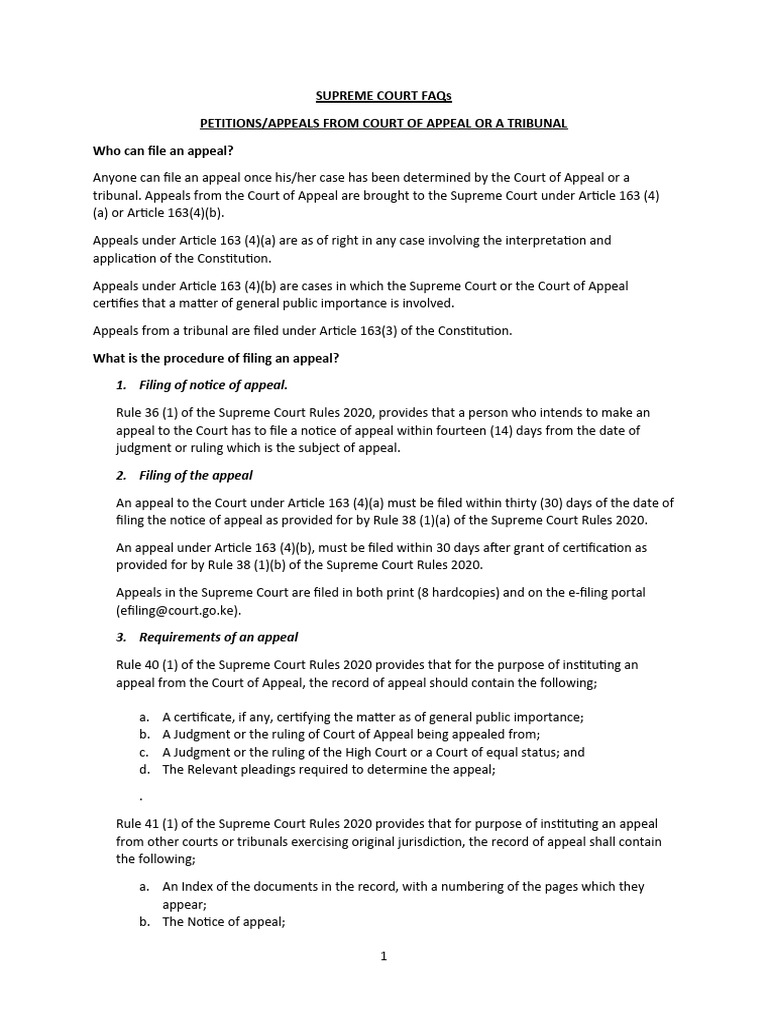 SUPREME COURT FAQs | PDF | Appeal | Supreme Court Of The United States
