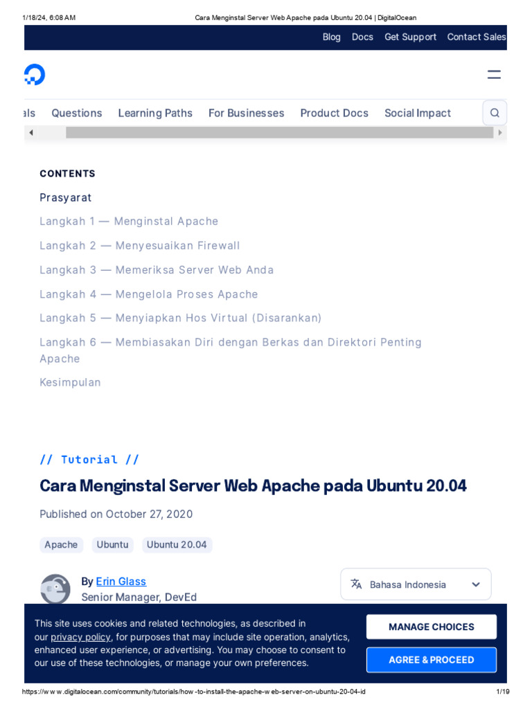 Cara Menginstal Server Web Apache Pada Ubuntu 20.04 - DigitalOcean | PDF | Komputer