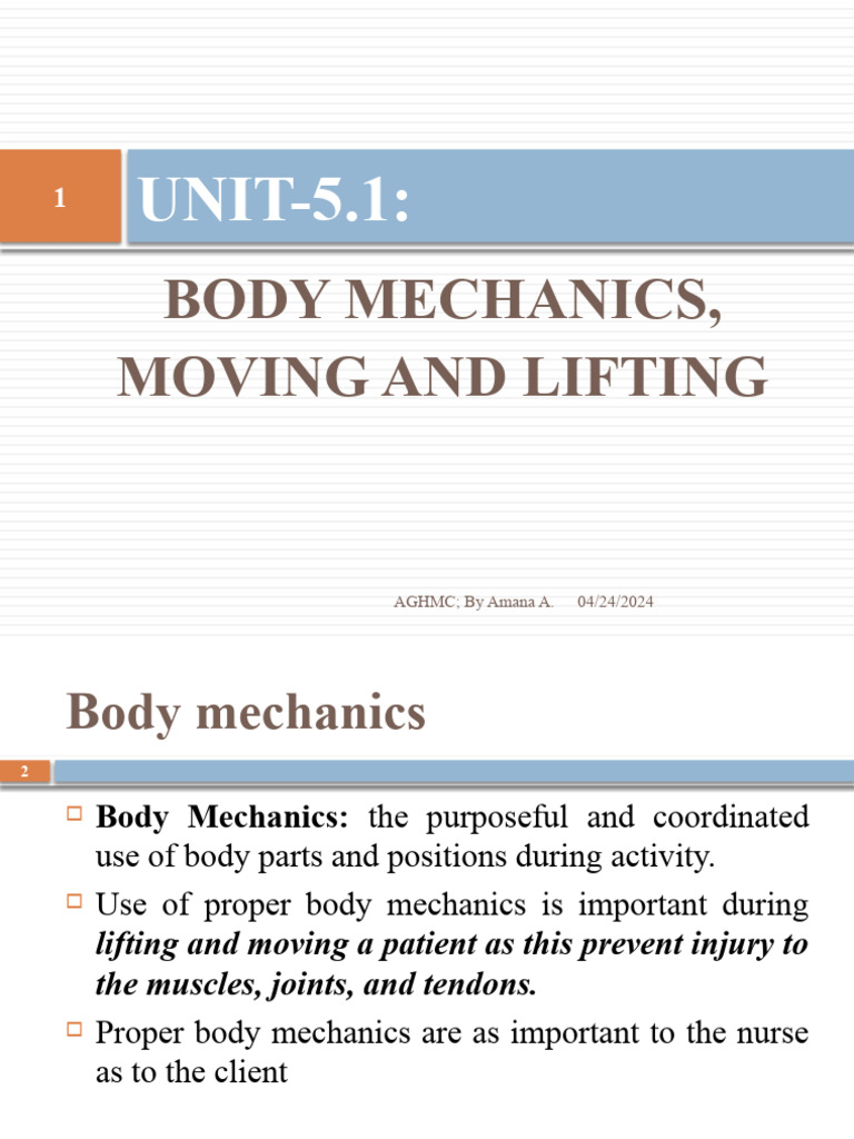 New FON I-Unit 5.1 BODY MECHANICS | PDF | Anatomical Terms Of Motion | Anatomy