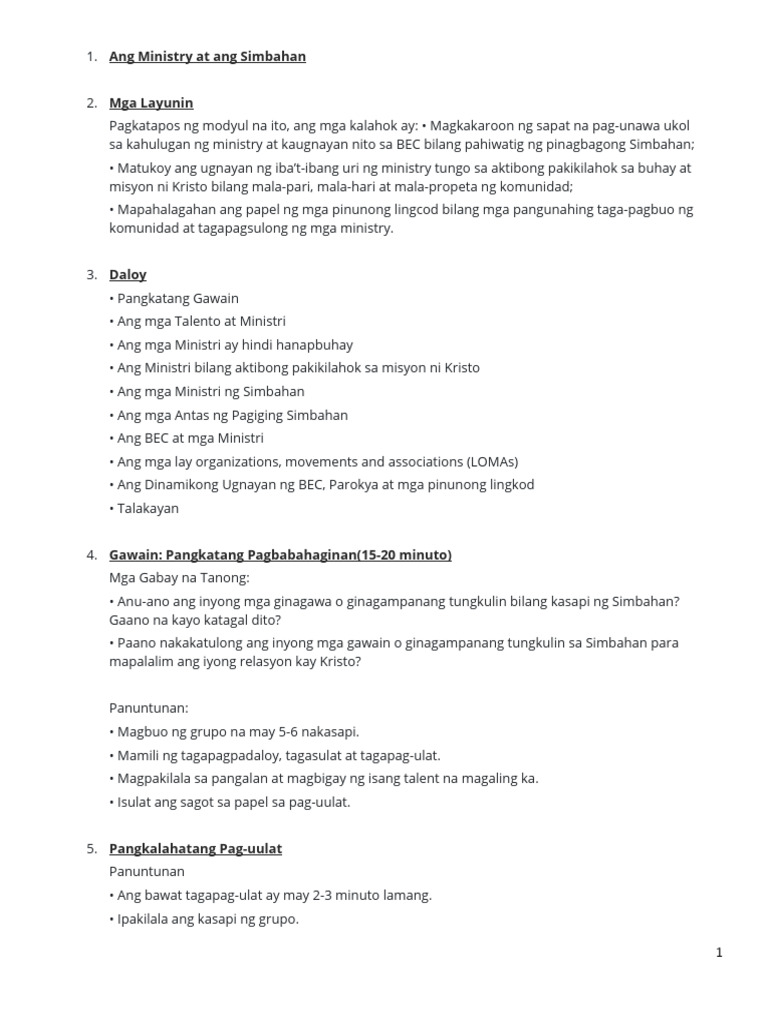 Ang Ministri at Ang Simbahan Edited | PDF
