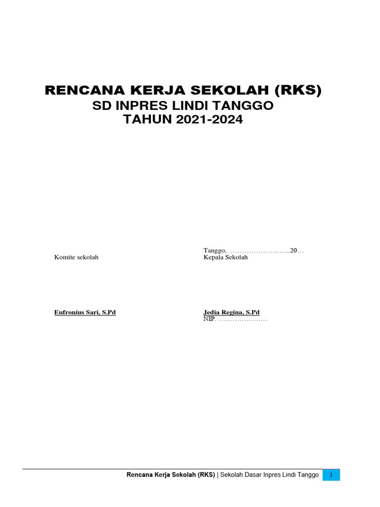 Rencana Kerja Sekolah (RKS) | PDF