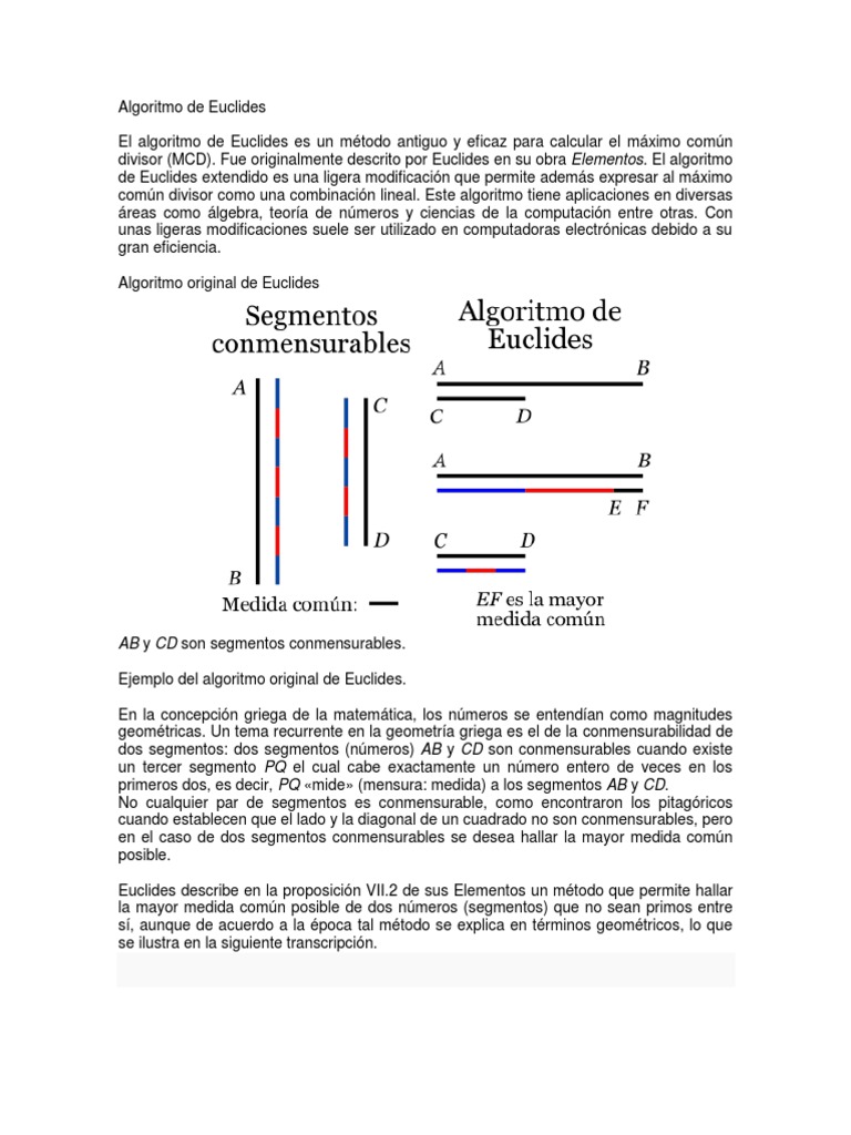Algoritmo de Euclides | PDF | Matemáticas discretas | Teoría de los números