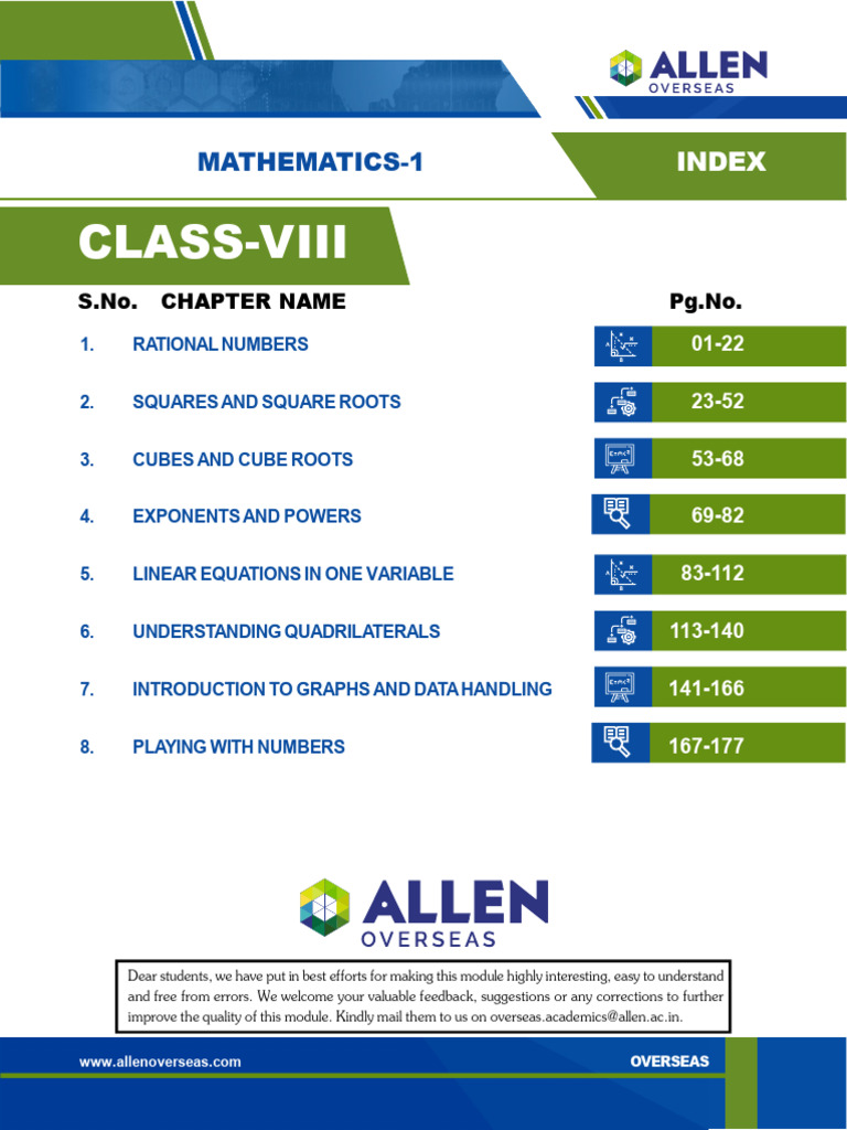 Overseas Class 8 Maths 1 | Download Free PDF | Numbers | Integer