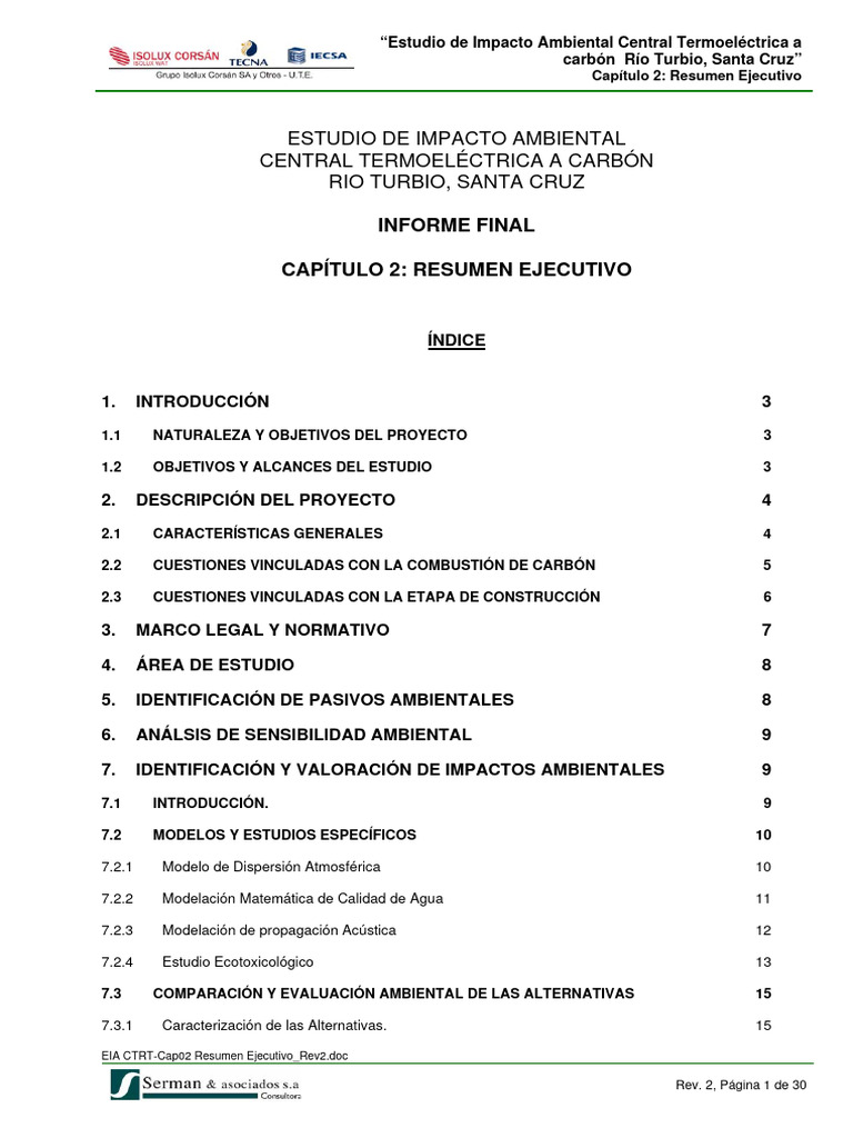 EIA CTRT-Cap02 Resumen Ejecutivo - Rev2 | PDF | Evaluación de impacto ambiental | La ...