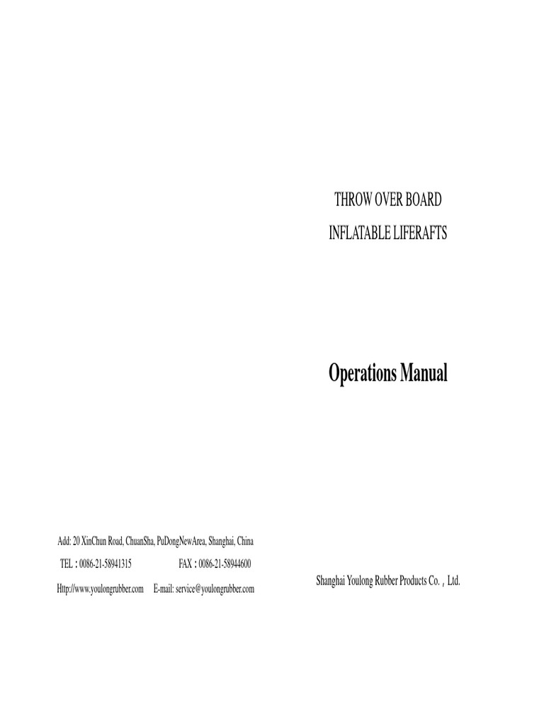 Inflatable Liferaft Operations Manual | PDF | Ships