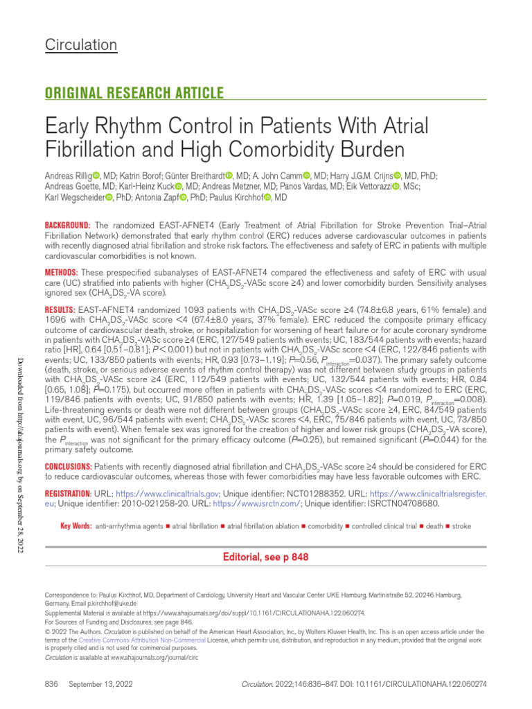 Early Rhythm Control in Atrial Fibrillation | PDF | Clinical Medicine ...