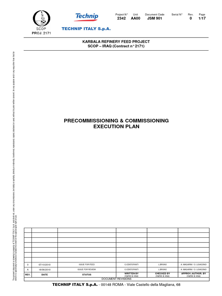 2342-Aa00-Jsm-901 - 0 - Precommissioning & Commissioning Execution Plan ...