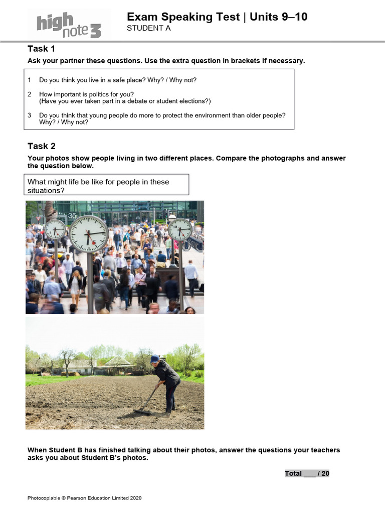 HighNote3 Speaking Test Units09 10 GroupA | PDF | Career & Growth ...