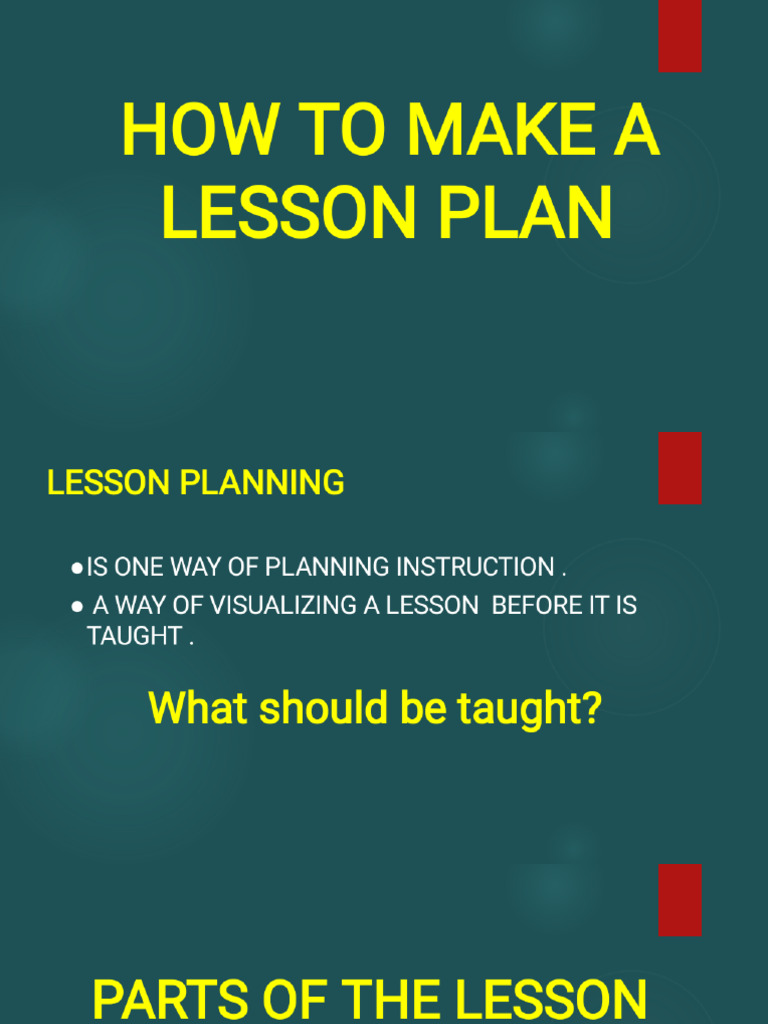 How To Make A Lesson Plan | PDF