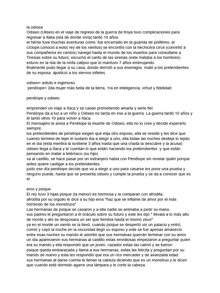 Mitos Griegos Prueba.docx | PDF | Edipo | Odiseo
