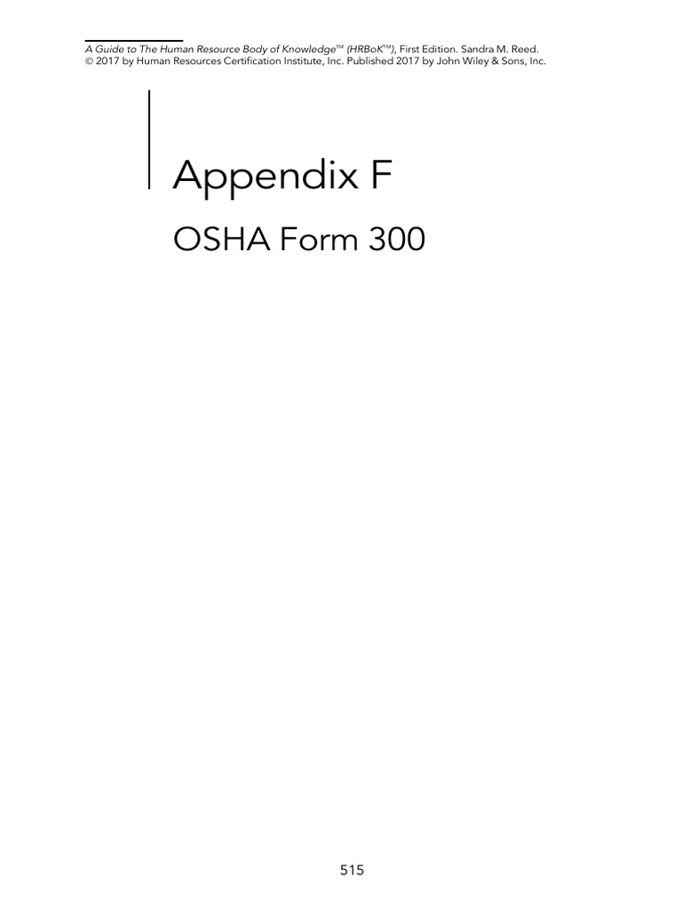 The HRCI Official Body of Knowledge - 2017 - Reed - Appendix F OSHA ...