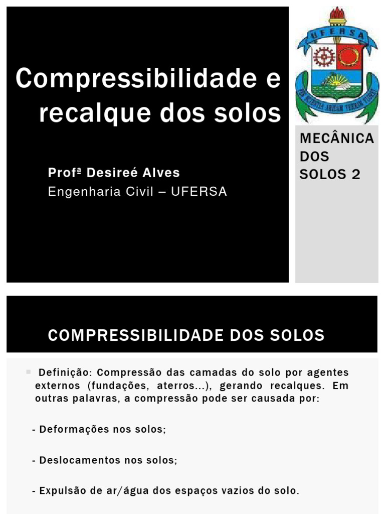 Aula 1 - Compressibilidade Dos Solos, Recalques Dos Solos | PDF ...