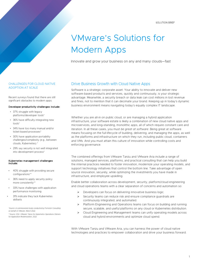 vmware-tanzu-solution-brief | PDF | Cloud Computing | Application Software