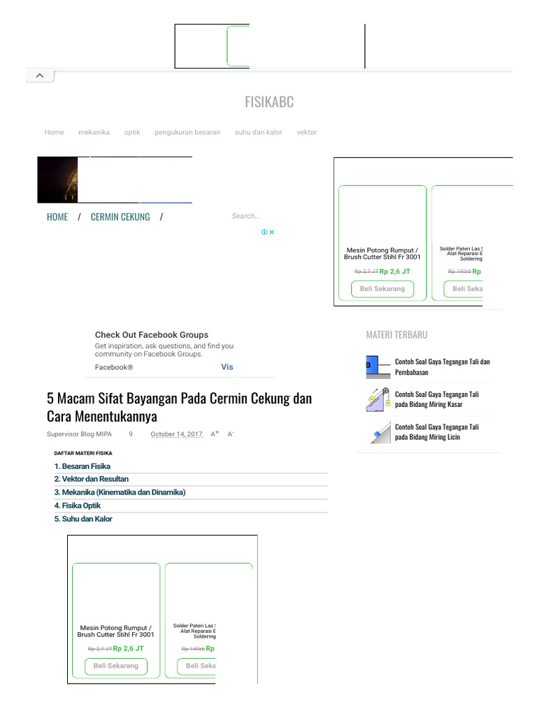 5 Macam Sifat Bayangan Pada Cermin Cekung Dan Cara Menentukannya - FISIKABC | PDF