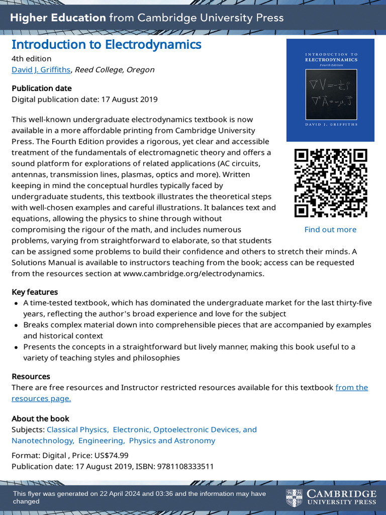 Introduction To Electrodynamics | PDF | Electromagnetism | Physics