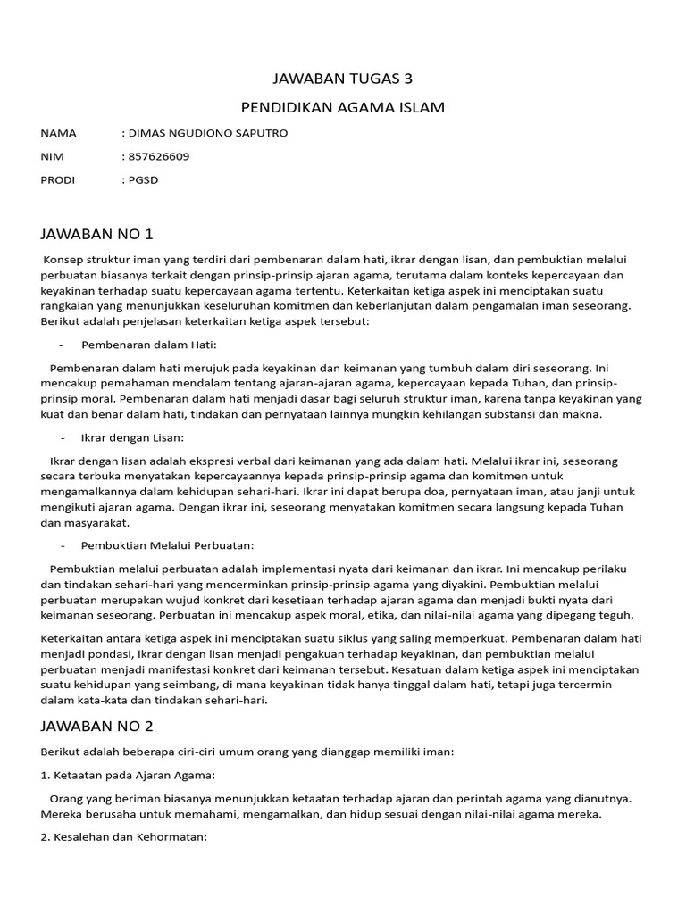 Jawaban Tugas 3 Pai Dimas | PDF
