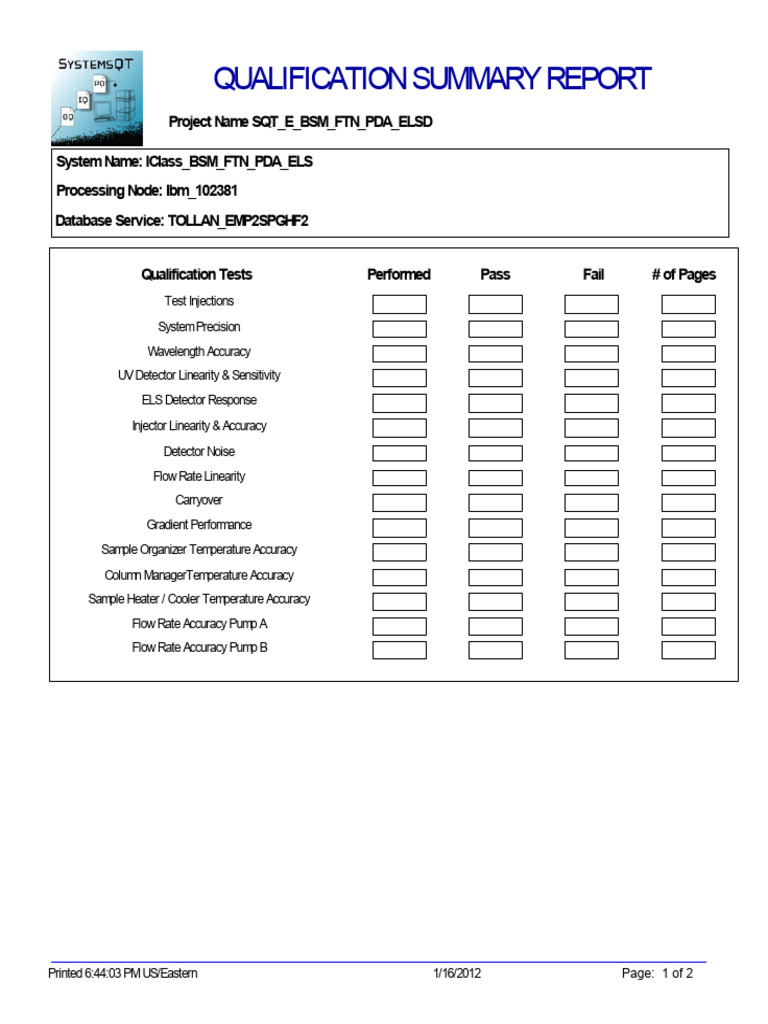 Qualification Summary Report | PDF | Technology & Engineering