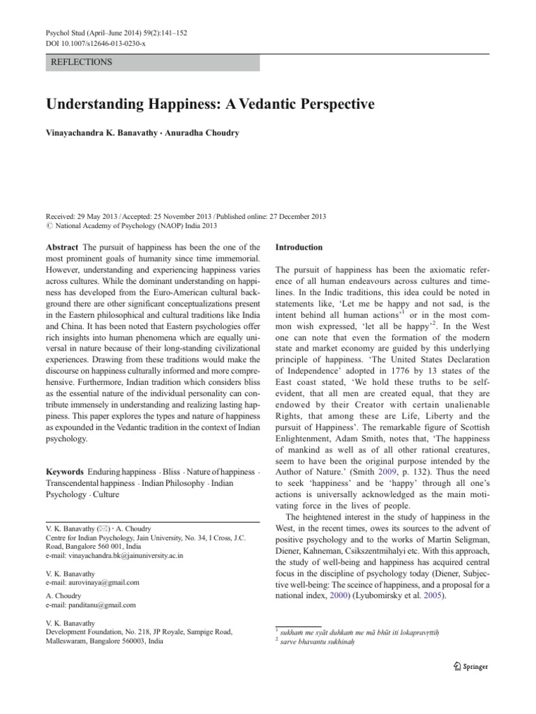 Vedantic Insights on Happiness | PDF | Happiness | Well Being