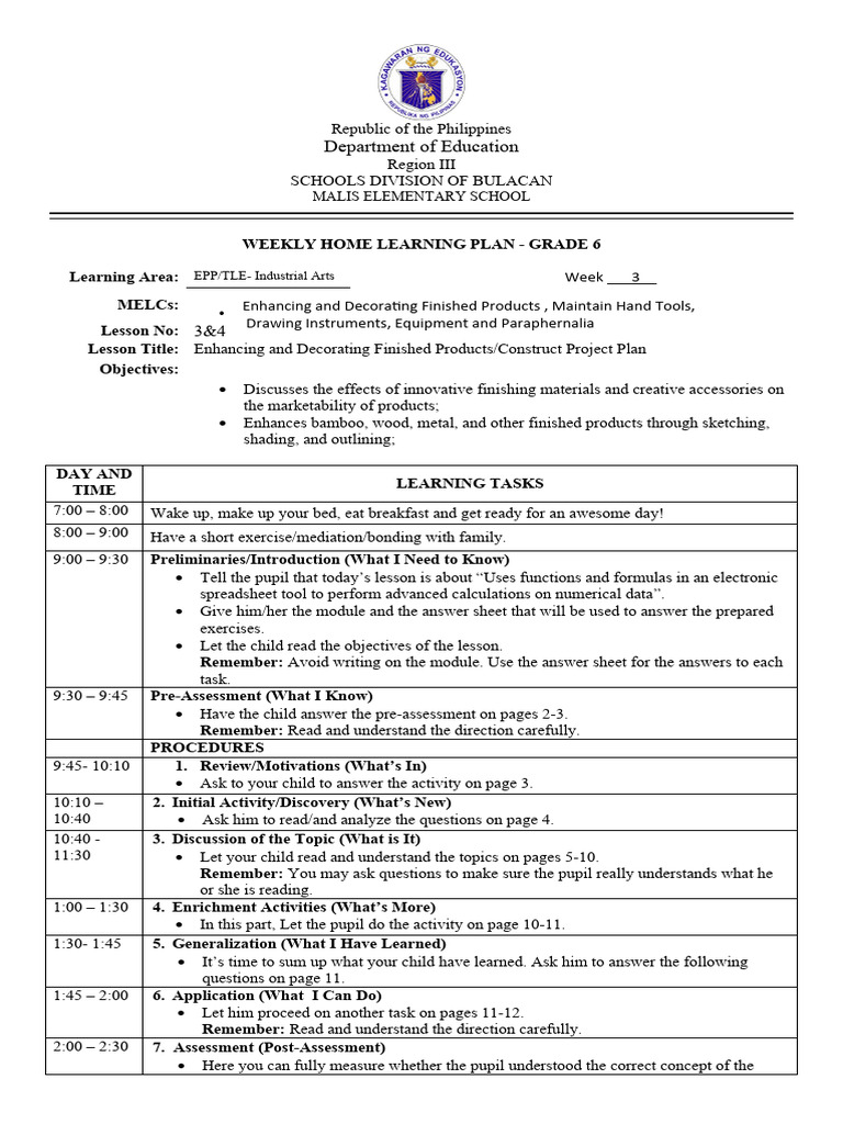 WHLP Q4 Epp6 M3 Ia - Tle6 | PDF | Human Communication | Cognitive Science