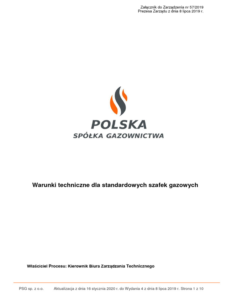Warunki Techniczne Dla Standardowych Szafek Gazowych | PDF
