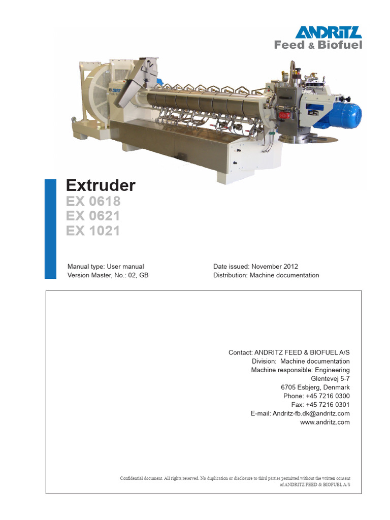 Andritz Extruder User Manual EX1021 | PDF | Safety | Extrusion