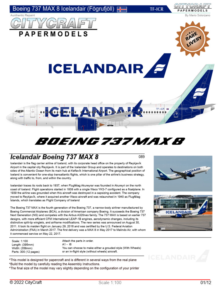 Boeing 737 MAX 8 Icelandair (Boreal Blue) | PDF | Aviation | Civil Aircraft