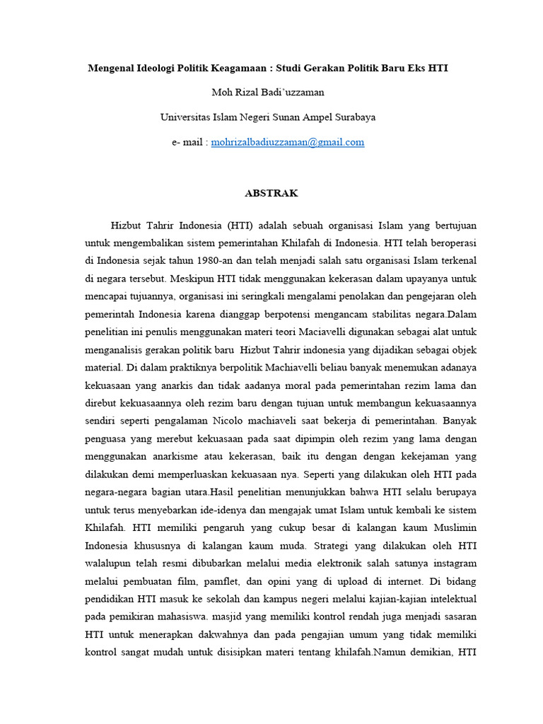 Rizal-Teori Politik Kekuasaan (HTI) | PDF | Politik | Agama & Spiritualitas