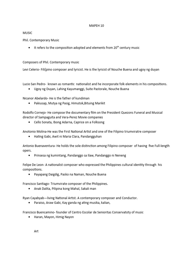 MAPEH 10 Pointers 3rd Quarter | PDF | Dances