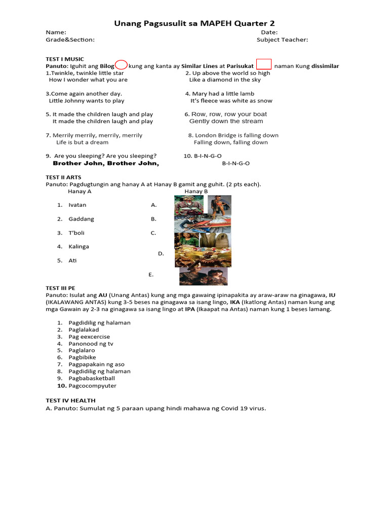 Quiz1 Mapeh Q2 | PDF
