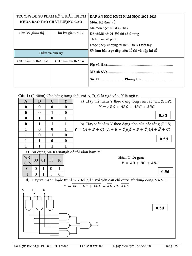 Đáp Án KTS HK2 2022 2023 - Final 14 | PDF