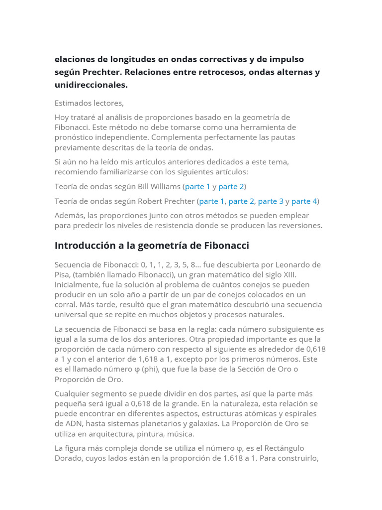 Proporciones de Fibonacci en Ondas de Elliott | PDF | Olas | Comerciante (Finanzas)