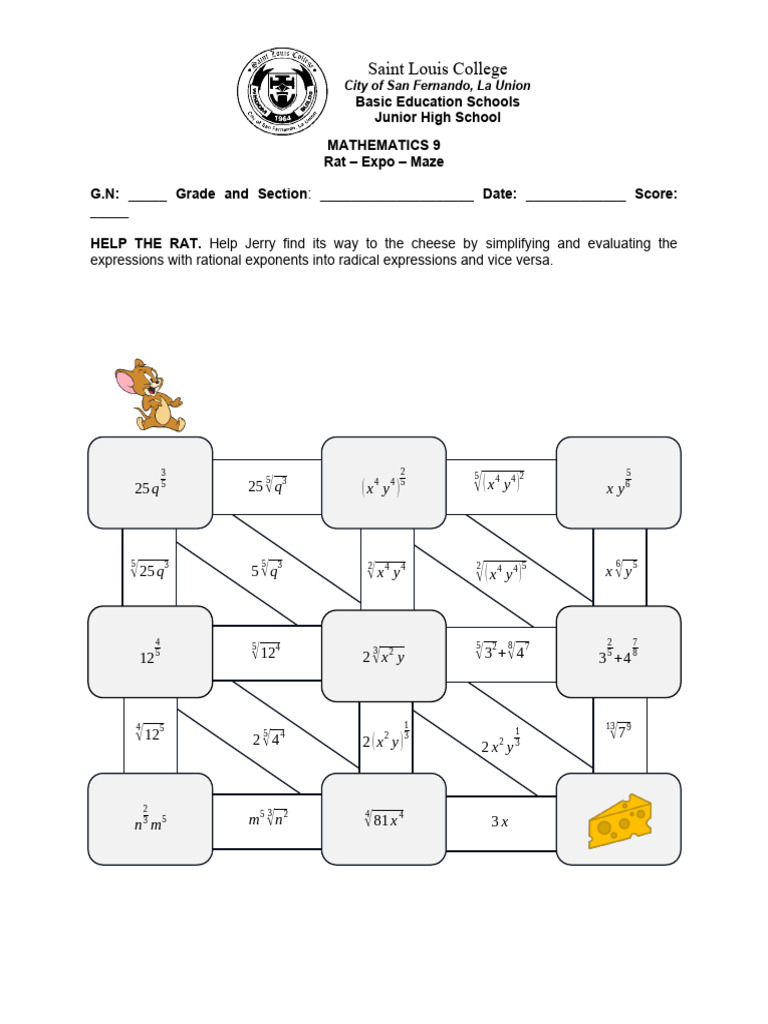 Worksheet On Rational Exponents | PDF