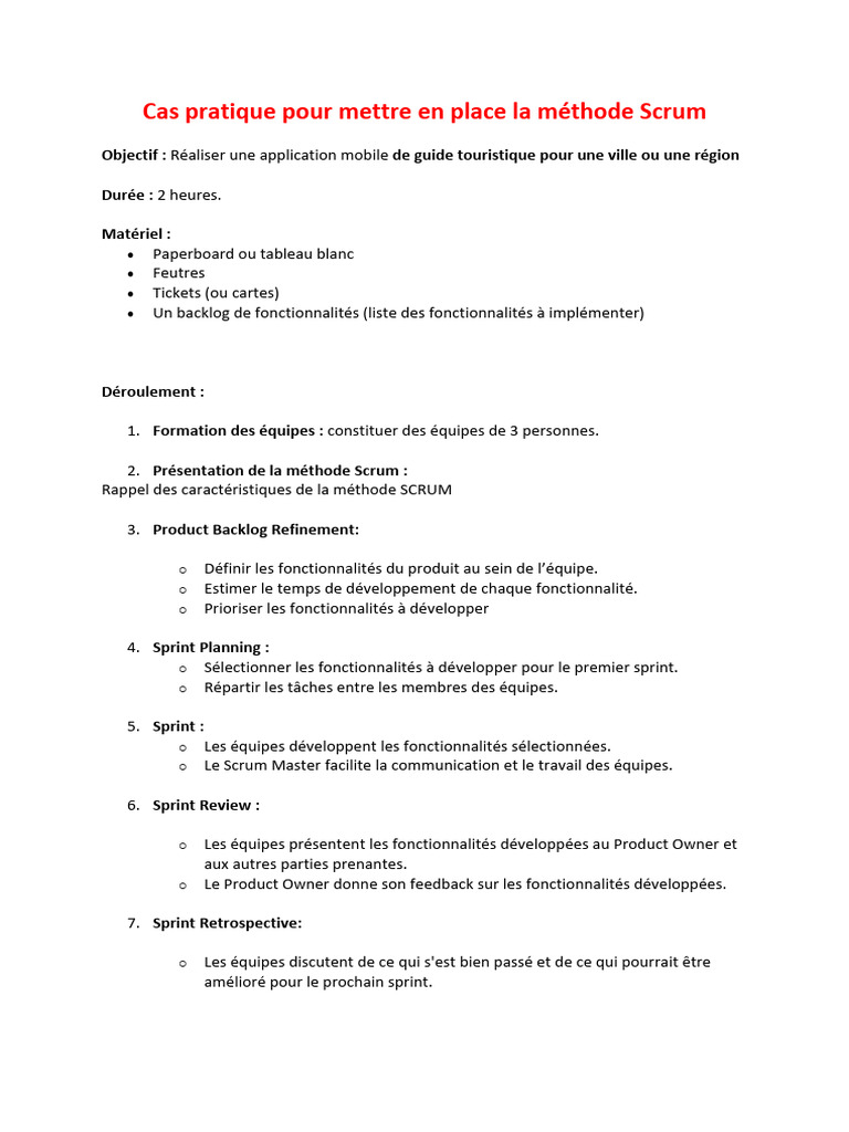 Cas Pratique - Méthode Scrum | PDF | Ordinateurs