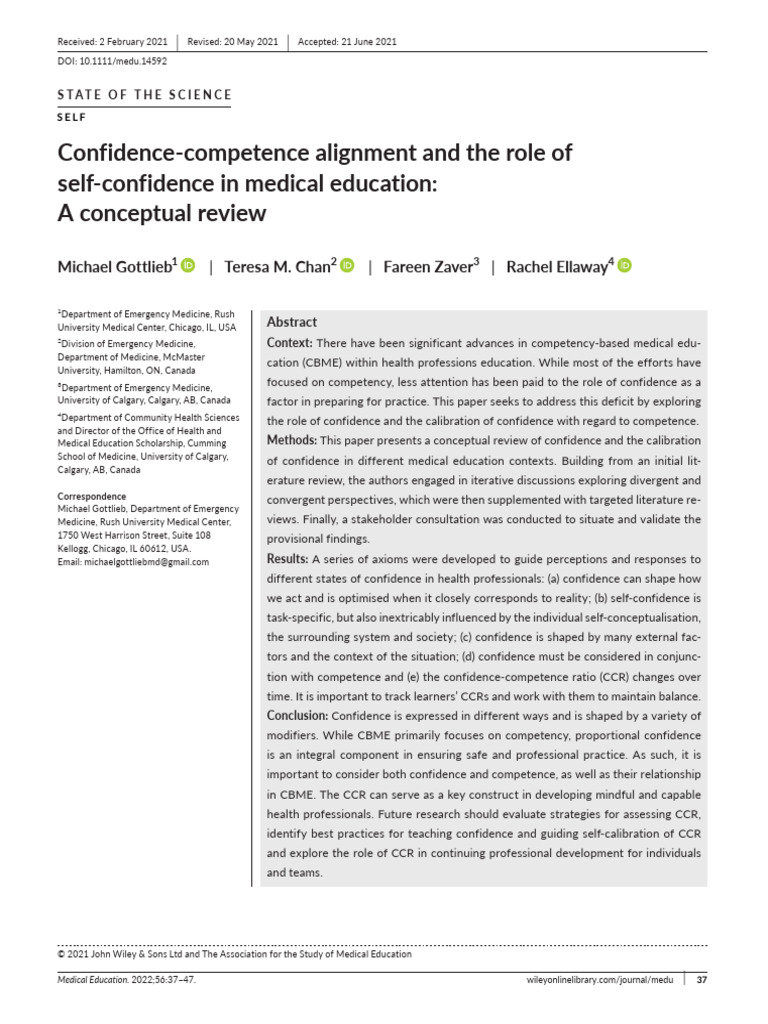 Gottlieb Et Al. - 2022 - Confidence-Competence Alignment and The Role of Se | PDF | Learning ...