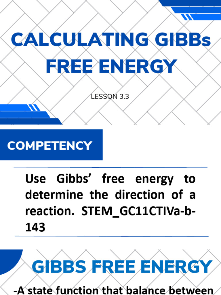 LESSON 3.3 Calculating Free Energy | Download Free PDF | Gibbs Free ...