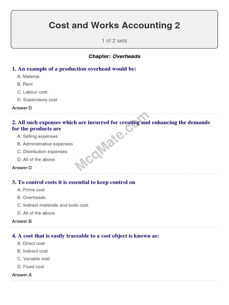 Cost-And-Works-Accounting-2 (Set 1) | Download Free PDF | Cost Of Goods ...