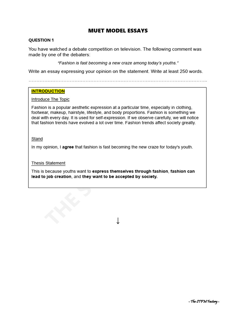 Muet Model Essays | Download Free PDF | Fashion | Motivation