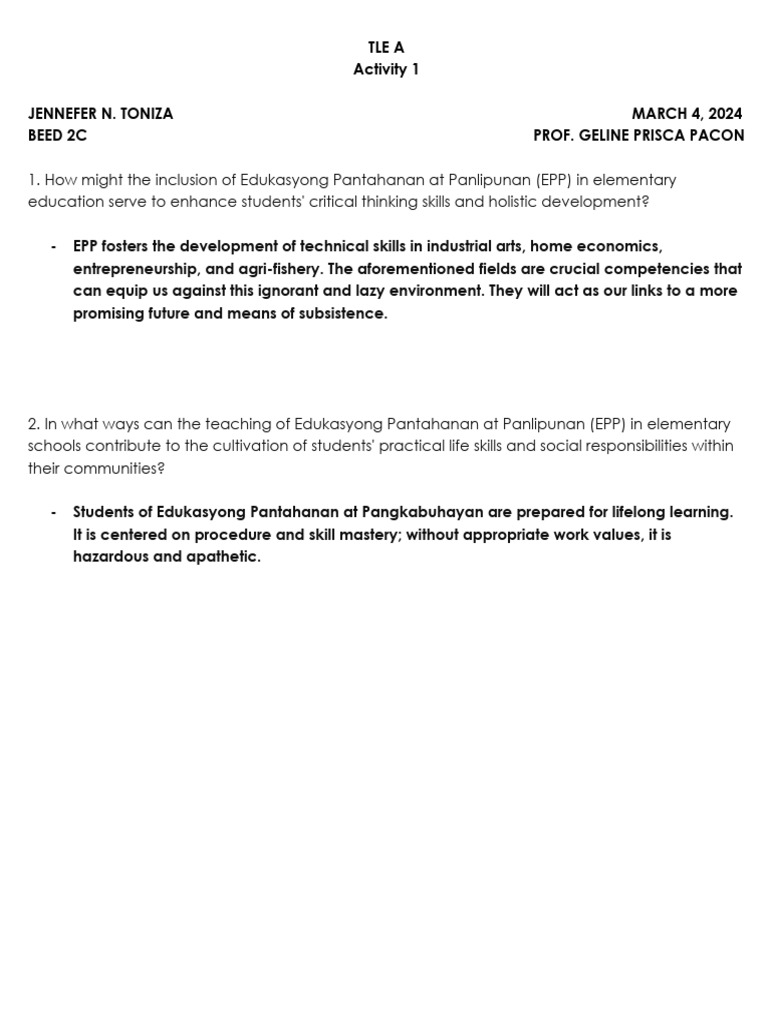 Tle A - 1 - Jennefer N. Toniza | PDF