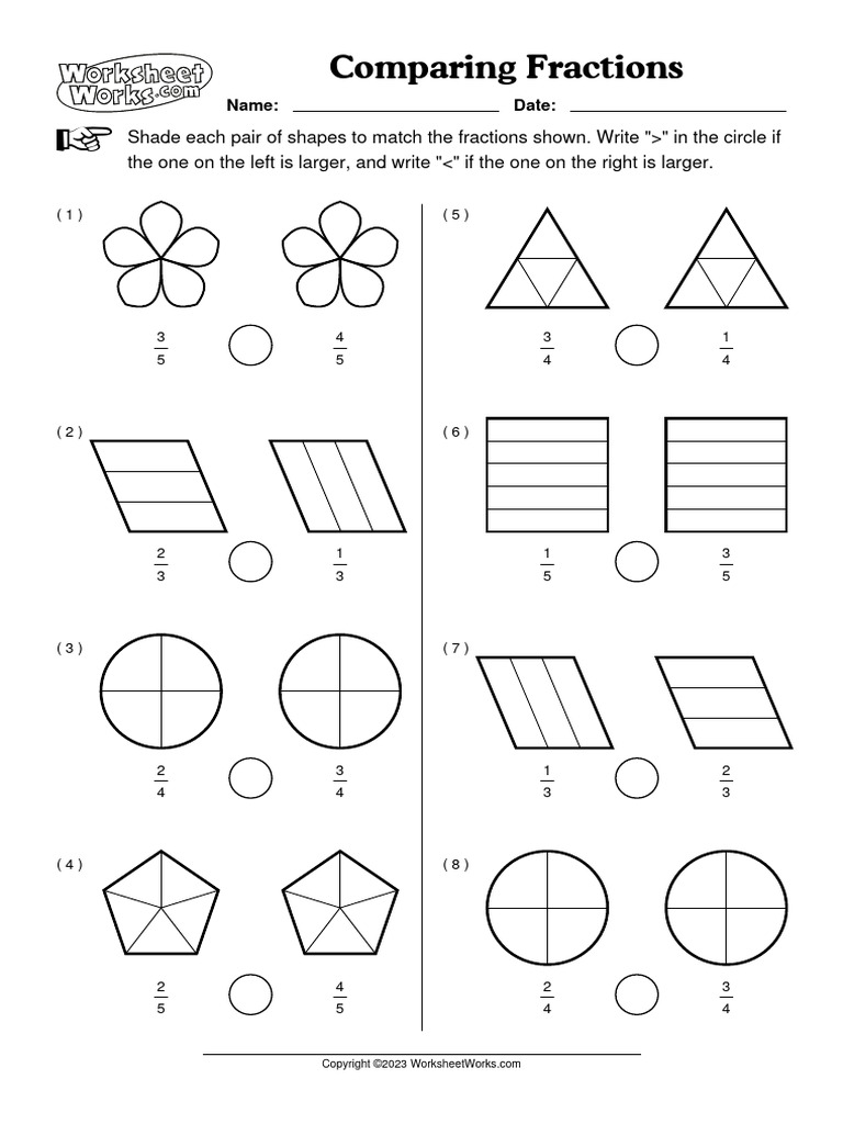 WorksheetWorks Comparing Fractions 1 | PDF