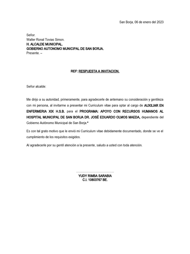 Respuesta Invitacion | PDF