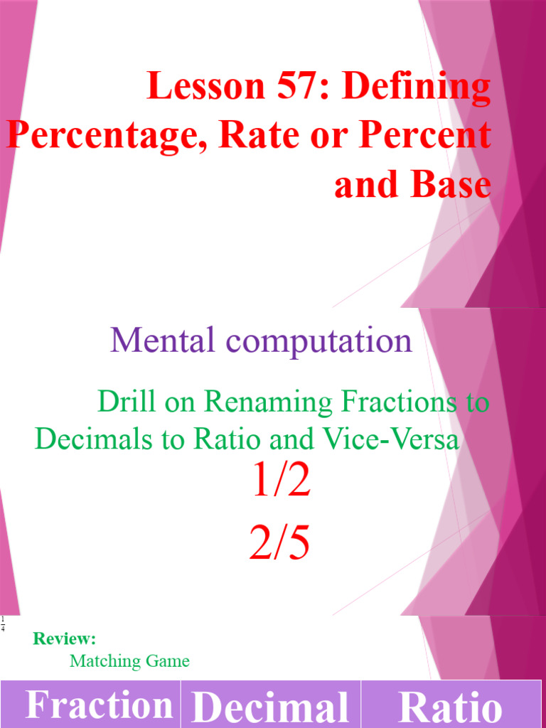 MATH Q1 Lesson 57 Defining Percentage Rate or Percent and Base ...